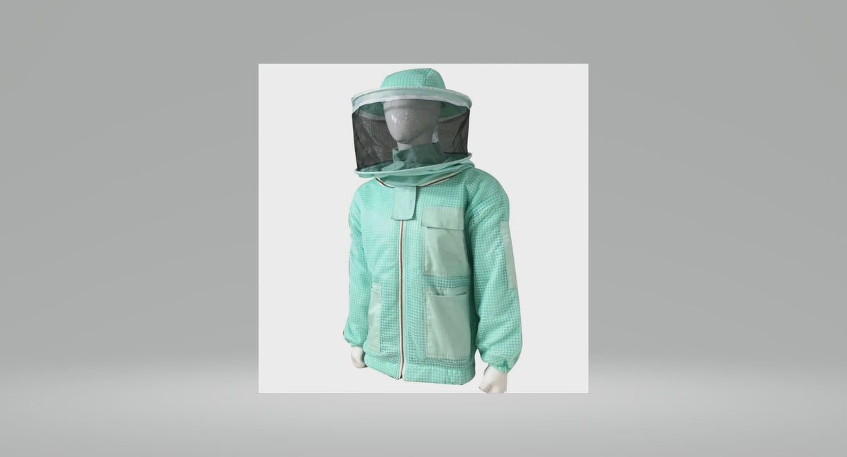 Beekeeping Ventilated Three Layer Mesh Jacket with Round Veil in AQUA – CLG