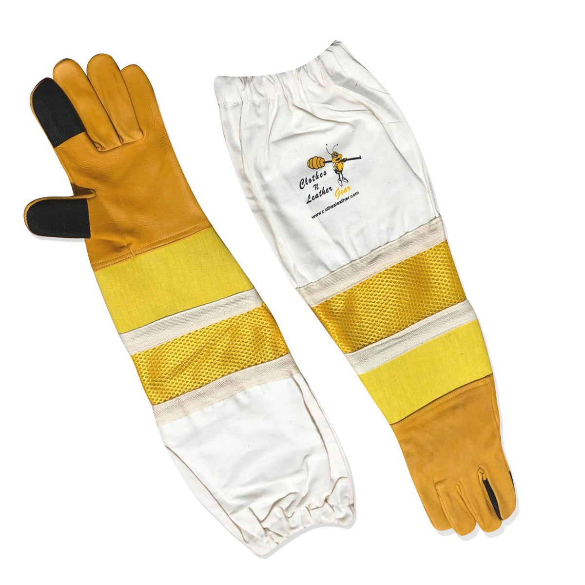 Beekeeping Gloves Adult Semi Ventilated Cowhide Leather & Fabric Cuff – CLG