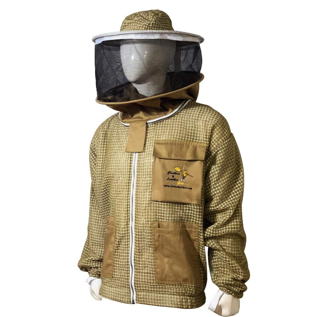 Beekeeping Ventilated Three Layer Mesh Jacket with Round Veil in khaki ...